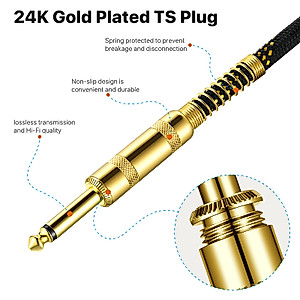 EBXYA USB Guitar Cable 10 Ft, Gold Plated 1/4 Inch Plug to USB Interface Cable Professional Guitar Bass to PC USB Recording Cord Adaptor 3M/10 Feet