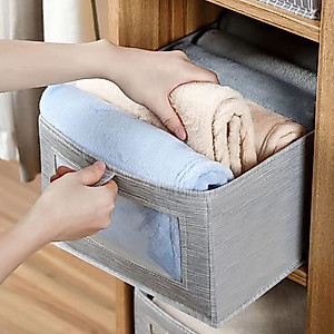 RUIBOLU Foldable Rectangle Storage Baskets for Organizing Closet Decorative Storage Bins Nursery Home Shelves Office Gift Baskets Organizational Baskets for Baby Toy, Gray, Large, 2 Pack