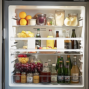 RVGUARD Double RV Refrigerator Bar Adjustable Fridge Tension Rod Holds Food and Drinks in Place Extends Between 16" and 28" for Camper Refrigerator, Kitchen, Cupboard, Bookshelf（2Sets）