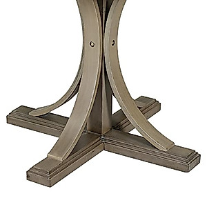 Goozio 5-Piece Retro Round Dining Table Set with Curved Trestle Style Legs and 4 Upholstered Chairs for Kitchen Room, Taupe