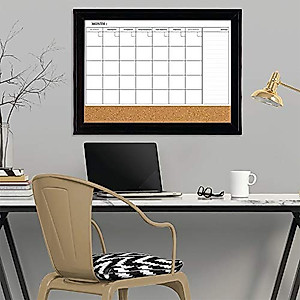 Quartet Combination Magnetic Whiteboard Calendar & Corkboard, 17" x 23" Combo Dry Erase White Board & Cork Bulletin Board, Perfect for Office, Home School Message Board, Black Frame (79275)