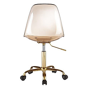 Urban Shop Acrylic Rolling Desk Chair, Tan 21.25D x 19.68W x 34H Inch