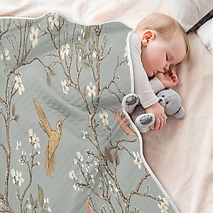 Kigai Floral Bird Pattern Baby Blanket for Boys Girls, Swaddle Blankets Soft Cozy Nursery Receiving Blankets Travel Blanket Throw Blankets for Toddler Newborn, 30 x 40 Inch