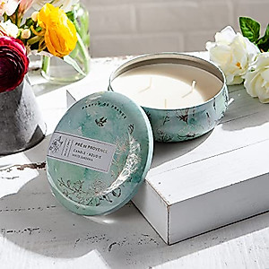 Pre de Provence Heritage Home Fragrance Collection Three Wick Candle Tins, 10.5 oz, White Gardenia