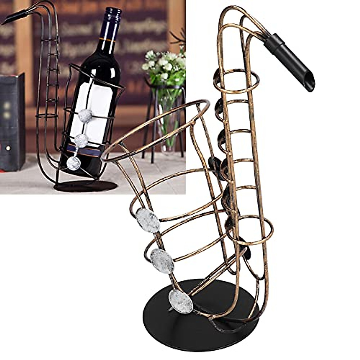 Horoper Decor Wine Holder Wine Rack, Wine Bottle Holder Metal Figurines Saxophone Practical Crafts Home Decoration Accessories,Wine Bottle Storage, Home Bar Decor Crafts