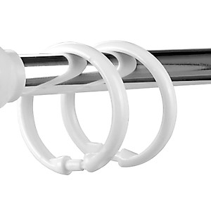 Kutesna 12 PCS White Plastic Shower Curtain Rings, Easy Snap Closure Shower Curtain