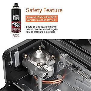 Camping Stove Portable Portable Butane Stove Camp Kitchen Equipment Single Burner Outdoor Cooking Grill for Camping, Picnics, Hiking, Fishing, BBQ (Black)