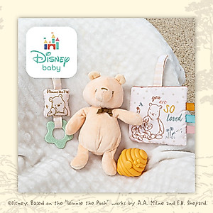 KIDS PREFERRED Classic Pooh 4 Piece Set with Pooh Stuffed Animal, Squeaker Toy, Crinkle Square, and Teether