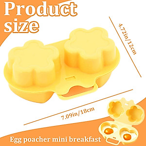 Egg Poachers, Microwave Egg Poacher 2-Cavity Microwave Egg Cooker Food Grade Plastic Microwave Egg Maker Flower ＆ Heart Shaped Egg Poacher for Low-Calorie Breakfasts