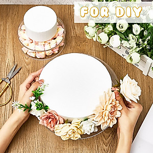 Tioncy 6 Pcs Clear Acrylic Cake Stand Fillable Cake Box Riser LED Fairy Lights Starry Fairy Lights Round Foam Cake Dummy Set Faux Cake for Cupcake Dessert Birthday Wedding Party