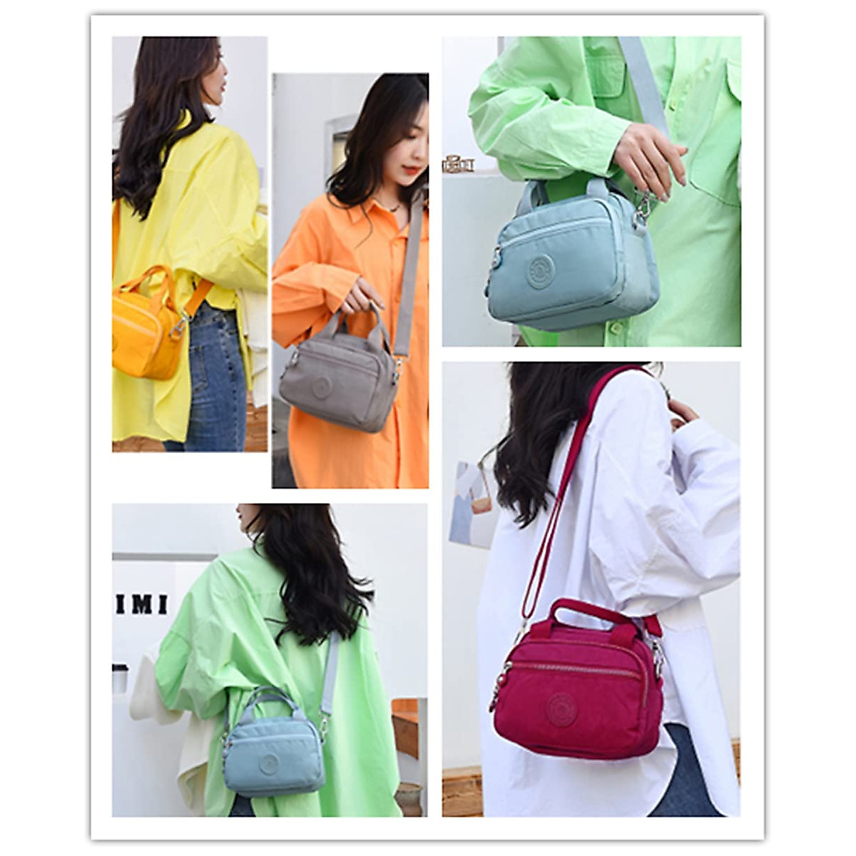 Jie★L Shi Small Travel Crossbody Bag Handbag Nylon Shoulder Bag for Women (Cyanosis)
