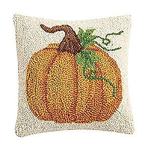 Peking Handicraft 31JES1576C10SQ Pumpkin Holiday Hook Pillow, 10-inch Square
