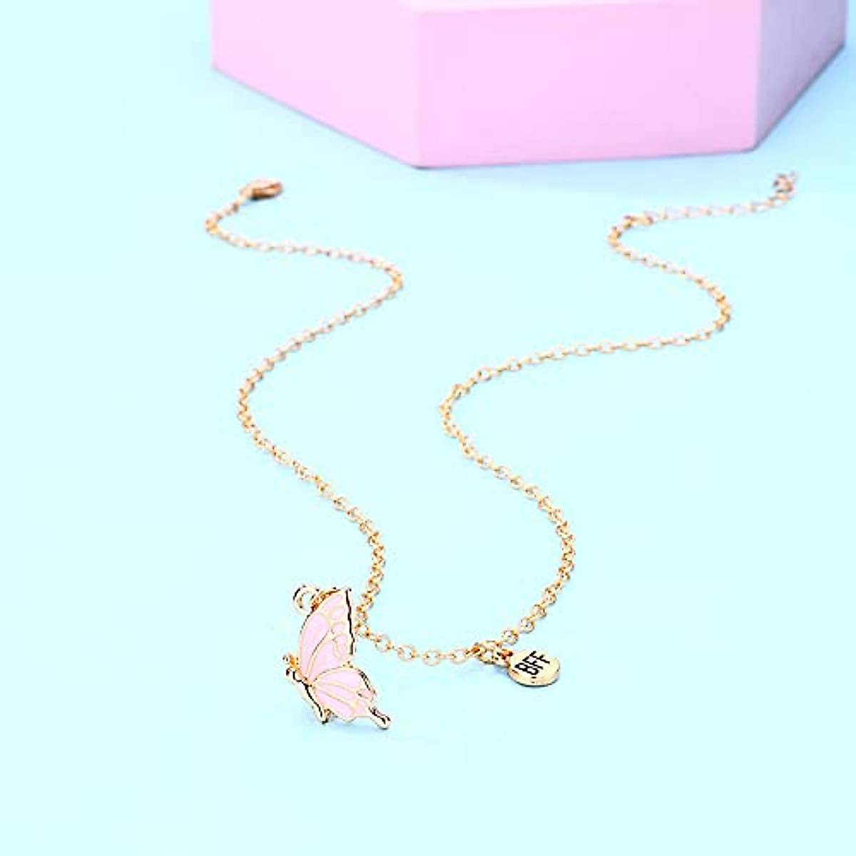 Kefley Best Friend Necklace for 2 Girls Magnetic Butterfly Matching Necklaces for Best Friends Birthday Christmas Gifts for Bff Bestie Necklace for 2 Magnet Necklace