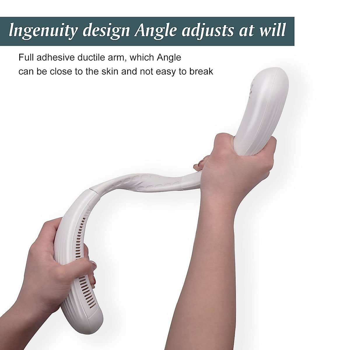 MYMULIKE Neck Fan Personal Fan Portable, Air Conditioner Fan, Wearable Cooling Hanging Neck Fan for Travel, Hands Free Bladeless Fan, 4000mAh USB Rechargeable, Up to 16Hrs Use Time