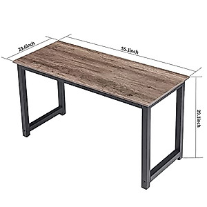 OFICS 55.1" Large Computer Desk,Modern Simple Style PC Laptop Desk for Home Office,Office Desk Workstation with Wide Metal Sturdy Frame,Thicker Steel Legs Study Desk,Rustic/Black