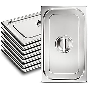 8 Pack Steam Table Pan Covers Full Size Hotel Pans Covers with Handle 0.8 mm Thick Stainless Steel 20.8"L x 12.8"W Commercial Food Pan Lid for Steam Food Pan, Buffet Pan, Roasting Pan