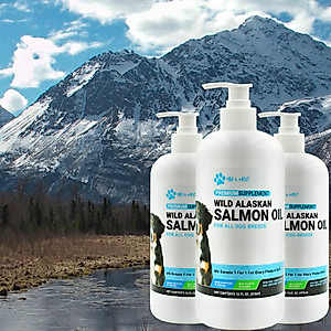 Max and Neo 100% Pure Wild Caught Alaskan Salmon Oil for Dogs and Cats - We Donate One for One to Dog Rescues for Every Bottle Sold (64 OZ)