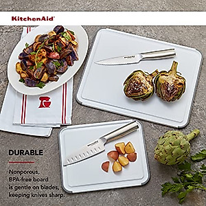 KitchenAid Classic Nonslip 2 Piece Plastic Cutting Board, Set of 2, White