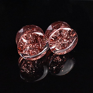 Jboyanpei 10Pcs/5pair Metallic Sequins Acrylic Ear Tunnels Plugs Double Flared Ear Gauge Earrings Ear Expander Stretcher Piercing Size 8mm