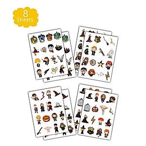 8 Sheets Harry Temporary Tattoos for Kids, Potter Birthday Party Decorations Party Favors for Kids Party Supplies