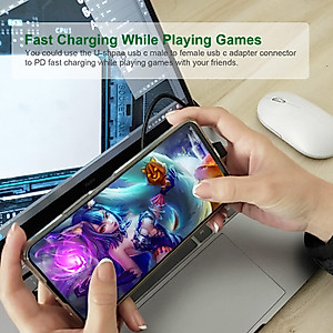 2PCS 180° USB C Female to Male Adapter. Type C U-Shape Converter Support 4K Video & Audio, 10Gbps Data Transfer & PD Fast Charger for All USB Type-C Phone Laptop Tablet. (Black)