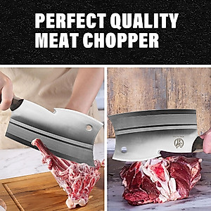 ZENG JIA DAO Meat Cleaver Knife, Dual Edges Butcher Knife Multi-Purpose Kitchen Chopping Knife for Meat Cutting Chinese Chefs Knife with Ergonomic Wenge Wood Handle With Gift Box