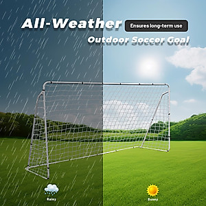 HomGarden 12' x 6' Portable Soccer Goal Football Post Target Net Tournament Regulation Training Aid Ultimate Backyard Outdoor Kids Soccer Goal