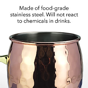 PG Moscow Mule Mugs | Large Size 19 ounces | Set of 4 Cups | Stainless Steel Lining With Honeycomb Pattern Finish | Pure Copper Plating | Gold Brass Handles | 3.7 inches Diameter x 4 inches Tall