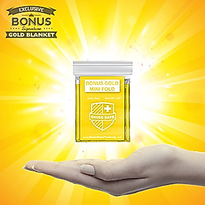 Swiss Safe Emergency Blankets for Survival Kit - Mylar Thermal Blankets - NASA-Designed Body Warmer for Camping, Hiking & Outdoor Activities, Bug Out Bag - 4 Pack w/Bonus Gold Foil Space Blanket Fit