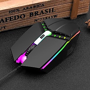 Guiheng Wired Gaming Mouse, Optical USB Mice for Laptop/Desktop, 800 to 1600 and RGB Light, Ergonomic with 4 Programmable Buttons for Computer Windows 7/8/10/XP Vista Linux Chromebook PC