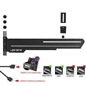 upHere GS05ARGB Addressable RGB Graphics Card GPU Brace Support Video Card Sag Holder/Holster Bracket,Built-in ARGB Strip,Adjustable Length and Height Support