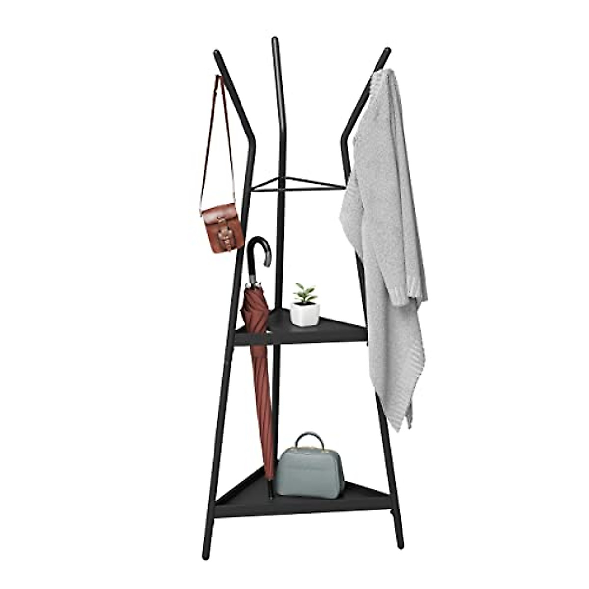 Sauder Boulevard Cafe Coat Tree, L: 22.09" x W: 25.35" x H: 61.54", Black Finish