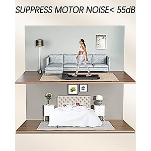 TODO Under Desk Treadmill Walking Pad 2 in 1 Walkstation Jogging Running Portable Installation Free for Home Office Use, Slim Flat LED Display and Remote Control