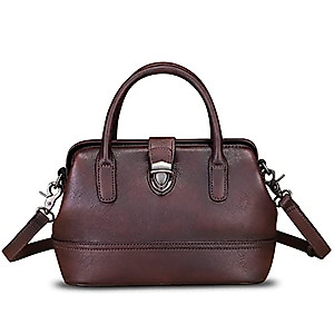 Genuine Leather Satchel Handbag for Women Purse Top Handle Bags Handmade Vintage Crossbody Bag Purses (Coffee)