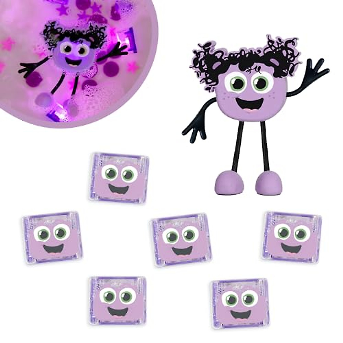 New Glo Pals Lumi Water-Activated Bath Toy with 6 Reusable Light-Up Cubes for Sensory Play