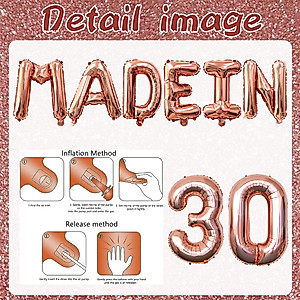 30th Birthday Decorations for Women, Rose Gold Birthday Party Decor, Large 30th balloons, Made in 1993 Balloon Banner Set, Happy Birthday Theme Party Supplies for Women Girl (30th)