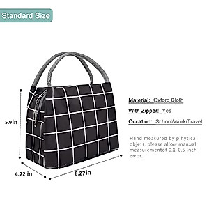 Homlouue Small Lunch Bag Insulated Adult Lunch Box Insulated Lunch Bags for Women Men Lunch Cooler Tote Bag for Work Picnic Outgoing (Black)