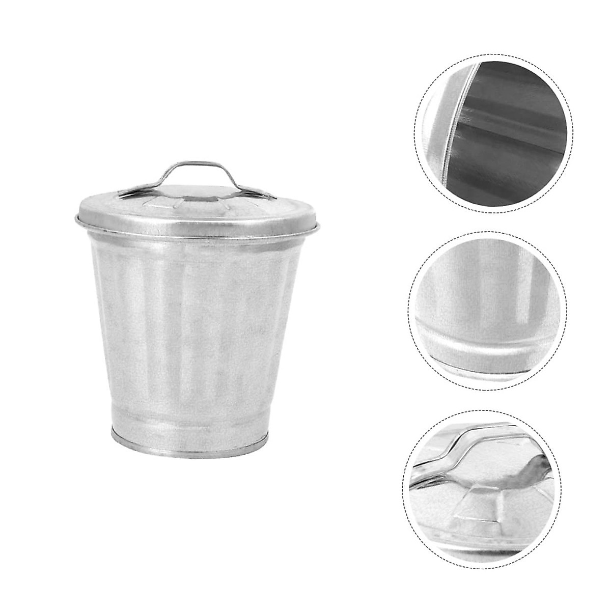 SOESFOUFU 1pc Mini Trash Can Small Wastebasket Galvanized Garbage Can Small Desktop Trash Can with Lid Plant Pots Bucket Compost Bin Kitchen Retro Decor Metal Outdoor Office Utility Bucket