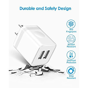 USB Wall Charger, KENHAO 3-Pack 2.1A/5V Dual Port USB Cube Power Adapter Charger Plug Charging Block Box Brick for iPhone 13 12 11 Pro Max XS XR X 8 7 6 Plus SE, iPad, Samsung, LG, Android Phones