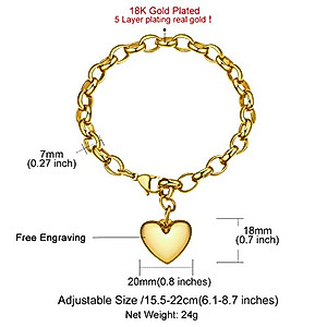 GOLDCHIC JEWELRY Heart Bracelets for Women, Smooth Polished Letter C 316L Stainless Steel Bracelet Jewerly Gifts For Her/Family,Valentine's Day Gift