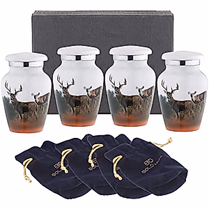 BOLD & DIVINE Keepsake Cremation Urns for Human Ashes - Decorative Urns, Urns for Human Ashes Female & Male, Urns for Ashes Adult Female, Funeral Urns | Mini Urn Set of 4 Deers