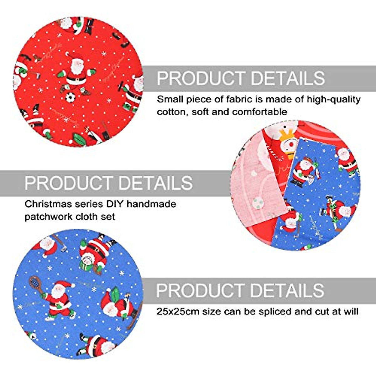 Healifty Christmas Fabric 13Pcs Christmas Cotton Fabric Bundles Patchwork Precut Fabric Scraps Quilting Fabric Sheets for DIY Christmas Stocking Tree Wreath Doll Quilted Fabric Drapery