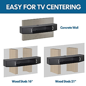 FITUEYES Floating TV Stand Wall Mounted TV Shelf with Door Wood Media Console Entertainment Center Under TV Floating Cabinet Desk Storage Hutch for Home and Office Black