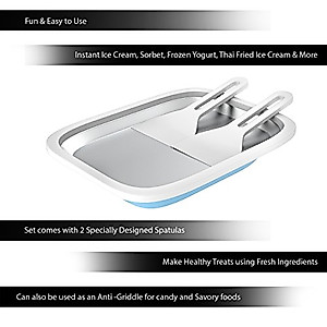 Ice Cream Roller Plate-Anti-Griddle Pan with 2 Spatulas for Easy Homemade Rolled Ice Cream, Gelato, Sorbet-Frozen Treat Maker by Classic Cuisine