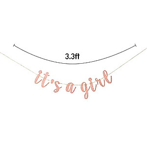 Rose Gold Glitter It's A Girl Banner, Baby Shower Baby Girl Party Pregnant AF Baby 1st 2nd Birthday Party Decorations Party Supplies