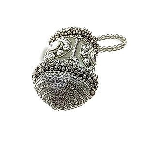 Women/Girl Bridal Party Bag Clutch Handmade metal Potali Handbag purse Hand clutch fully beaded Crystal Rhinestones (Silver)