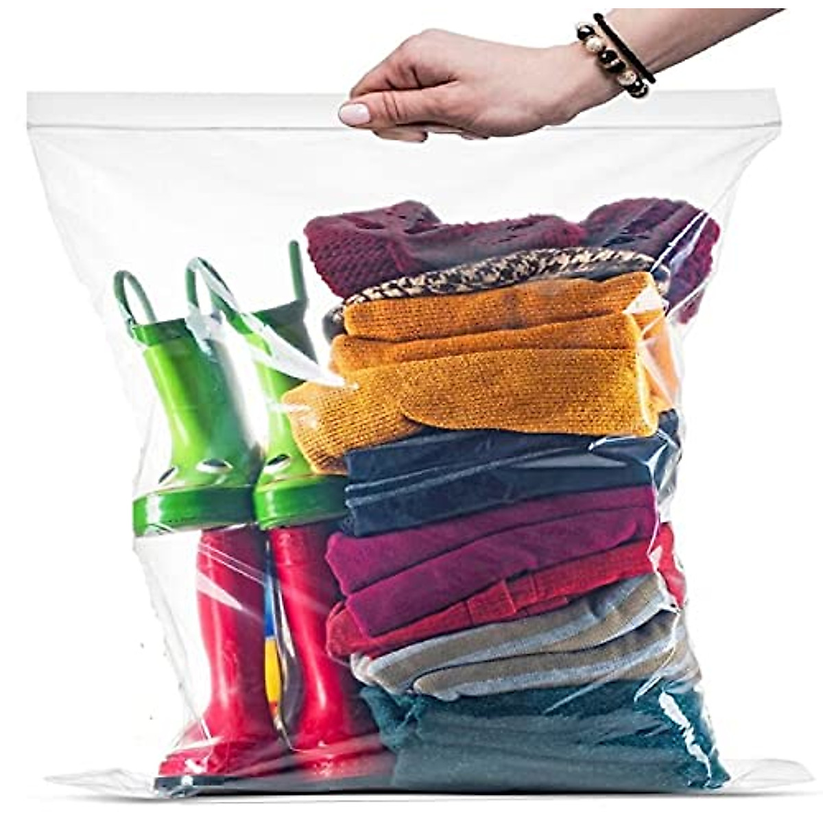 [ 50 Bags ] 8 Gallon X-Large Jumbo Storage Bags, Reclosable Clear Thick Plastic Freezer Meat Bags, 20" x 24" Extra Large Size for Clothes, Travel, Moving, Storage, & Organization