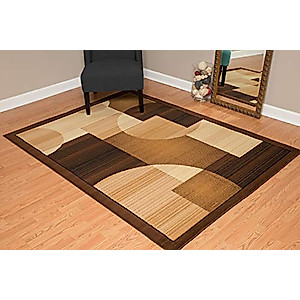 United Weavers Dallas Zoom Area Rug – Brown, 5x8, Contemporary Indoor Rug with Jute Backing, Geometric Pattern