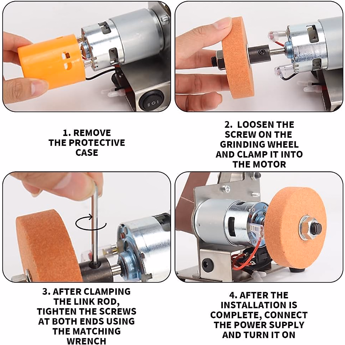Electric Mini Belt Sander Polishing-Grinding Sharpener, 13 x 1.2inch Power 7 Adjustable Speed Multifunctional Mini Bench Belt Grinder Kit for Metal Knife Wood Polishing