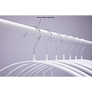 Cocomaya 16.5 Inch White No Shoulder Bumps No Mark Non-Slip Rubber Coated Contour Metal No Bumps Hanger, Sweater Hanger, T-Shirt Hanger Suit Hanger with Pants Bar Pack of 10 (White, 10)